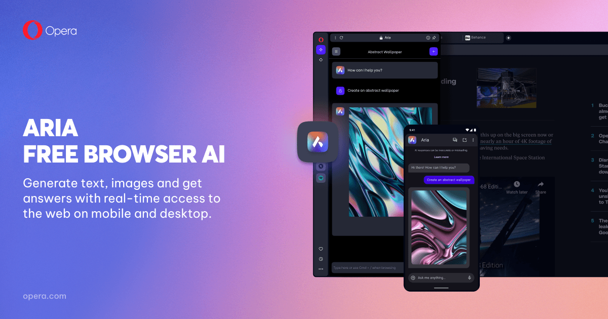 Aria browser AI | Free AI with real-time web access | Opera Browser