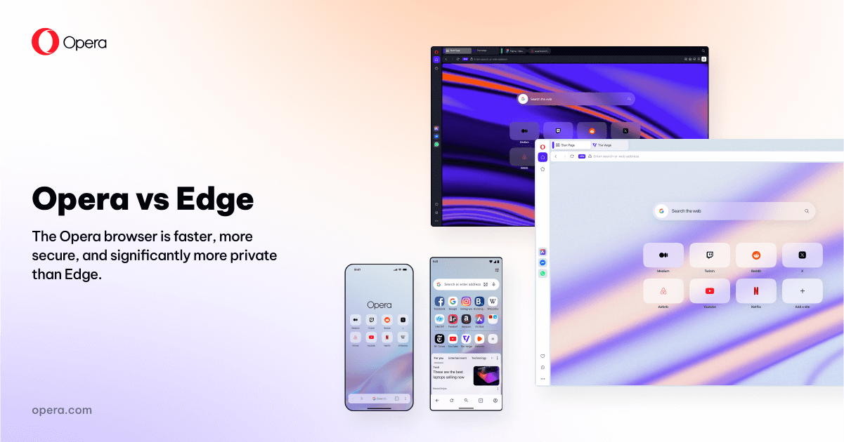 Comparatif Opera vs Edge | Choisir le meilleur navigateur | Opera