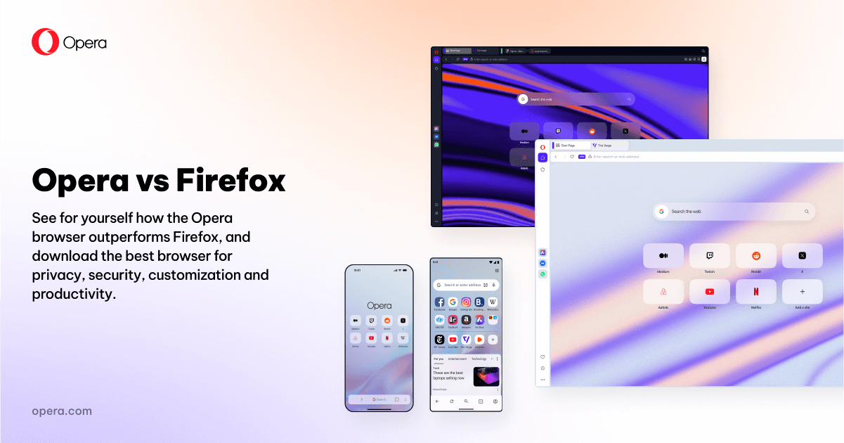 Opera Firefox comparison | Choose the best browser | Opera