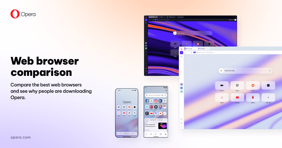 Browser comparison | Discover the best web browser | Opera