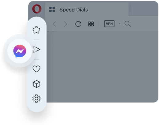 Mensageiros na barra lateral: WhatsApp, Facebook Messenger | Opera