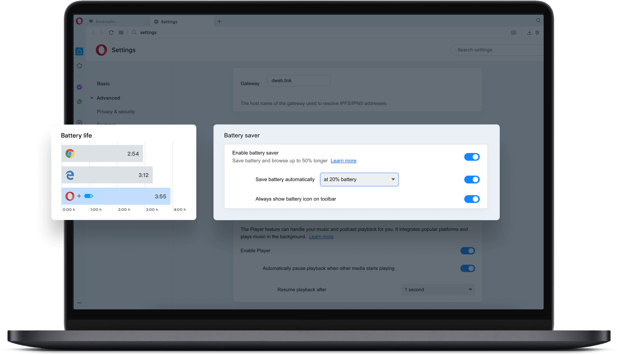 Battery saver | Browser with a power saving mode | Opera