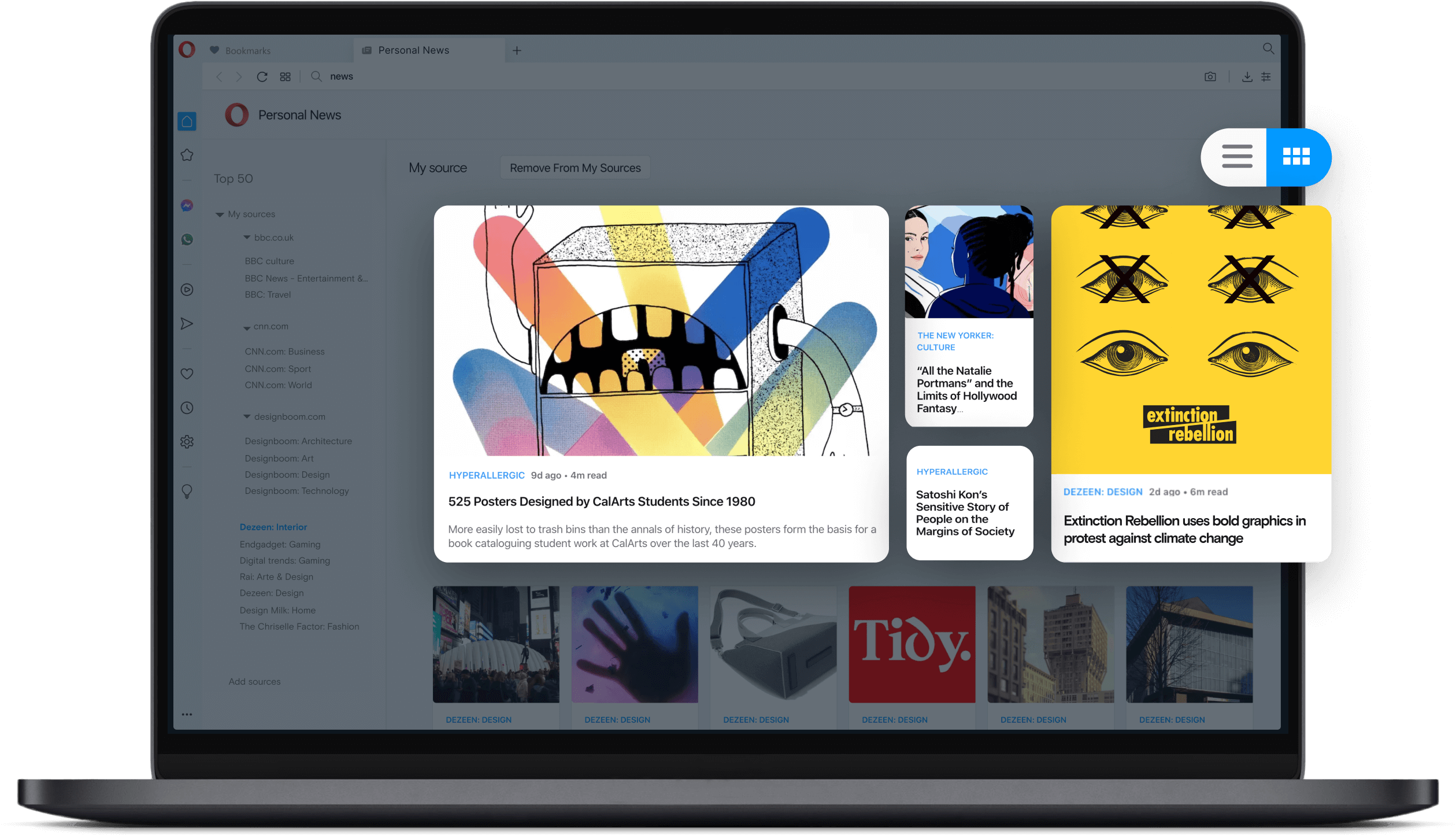 News reader | Personal newsfeed in the browser | Opera