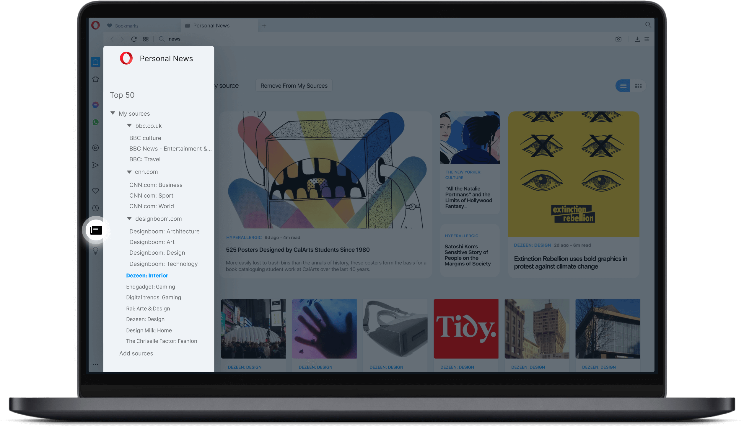 News reader | Personal newsfeed in the browser | Opera