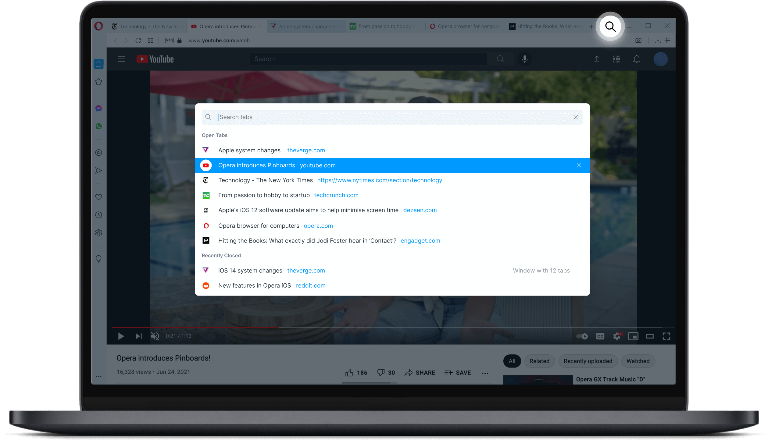 Search in Tabs | Find the tab you want | Opera Browser