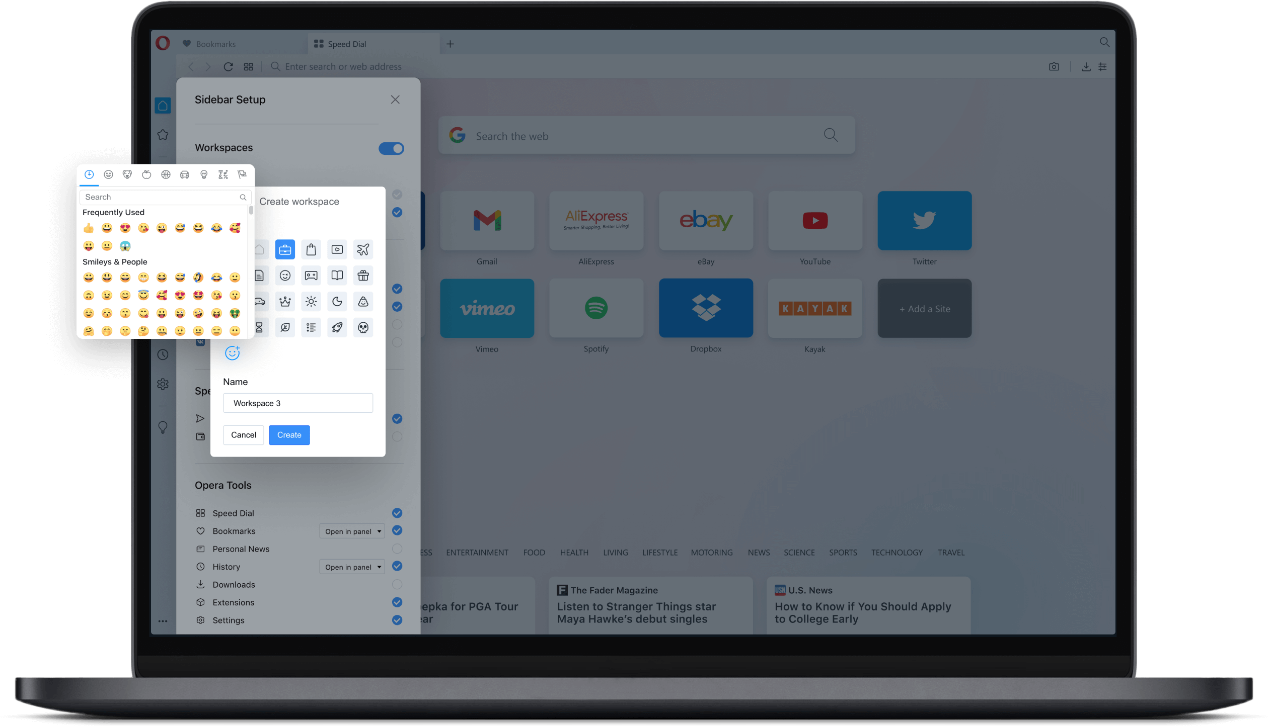 Workspaces | Tidy your browser with Opera | Opera Browser
