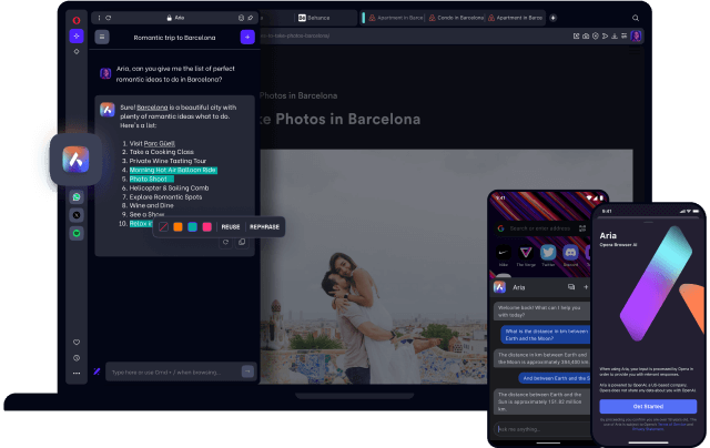 Aria browser AI | Free AI with real-time web access | Opera Browser