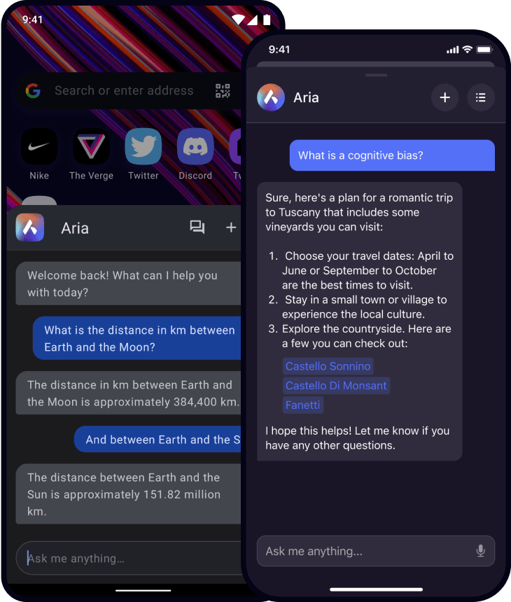 Aria browser AI | Free AI with real-time web access | Opera Browser