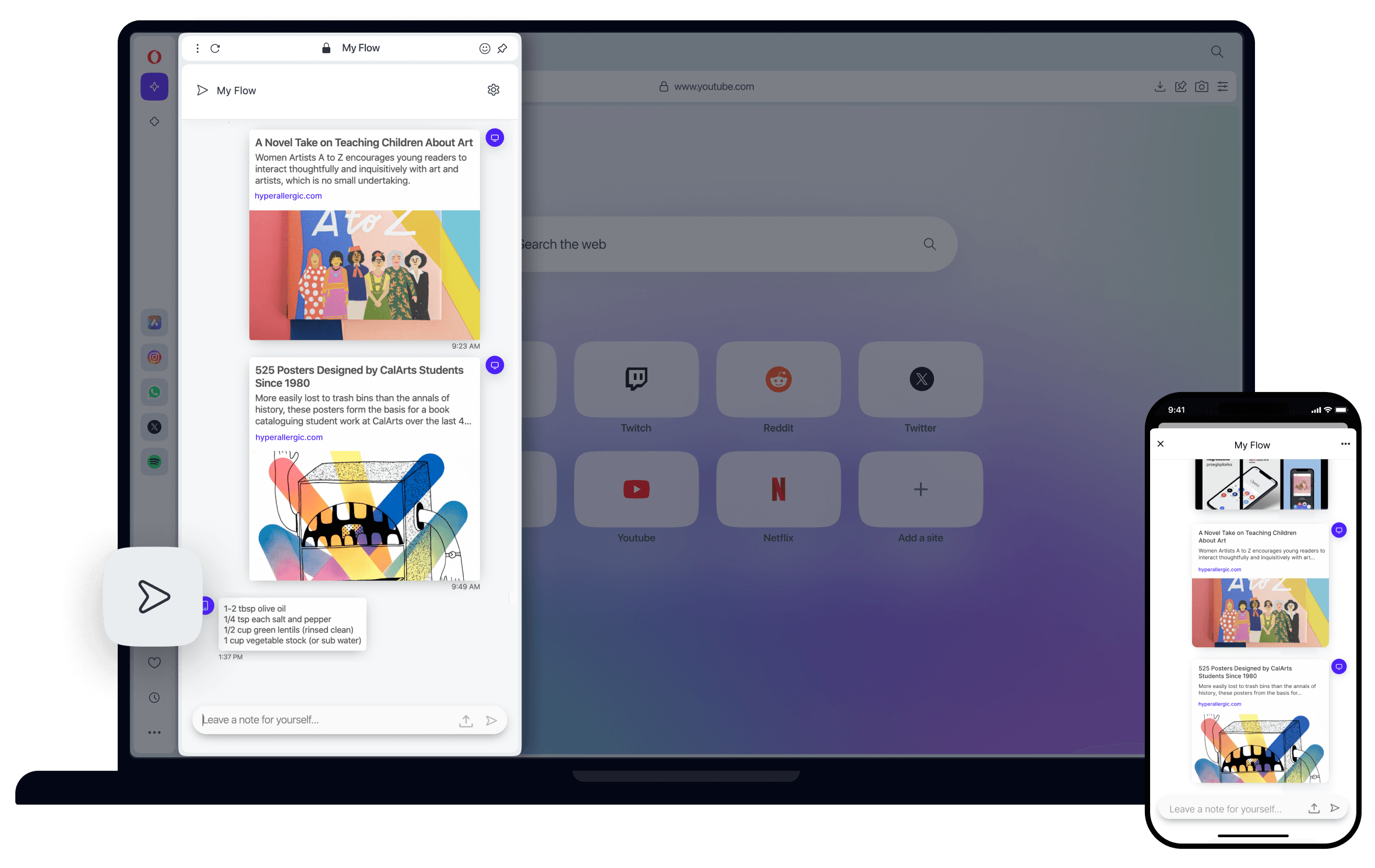 My Flow | Send files between devices | Opera Browser