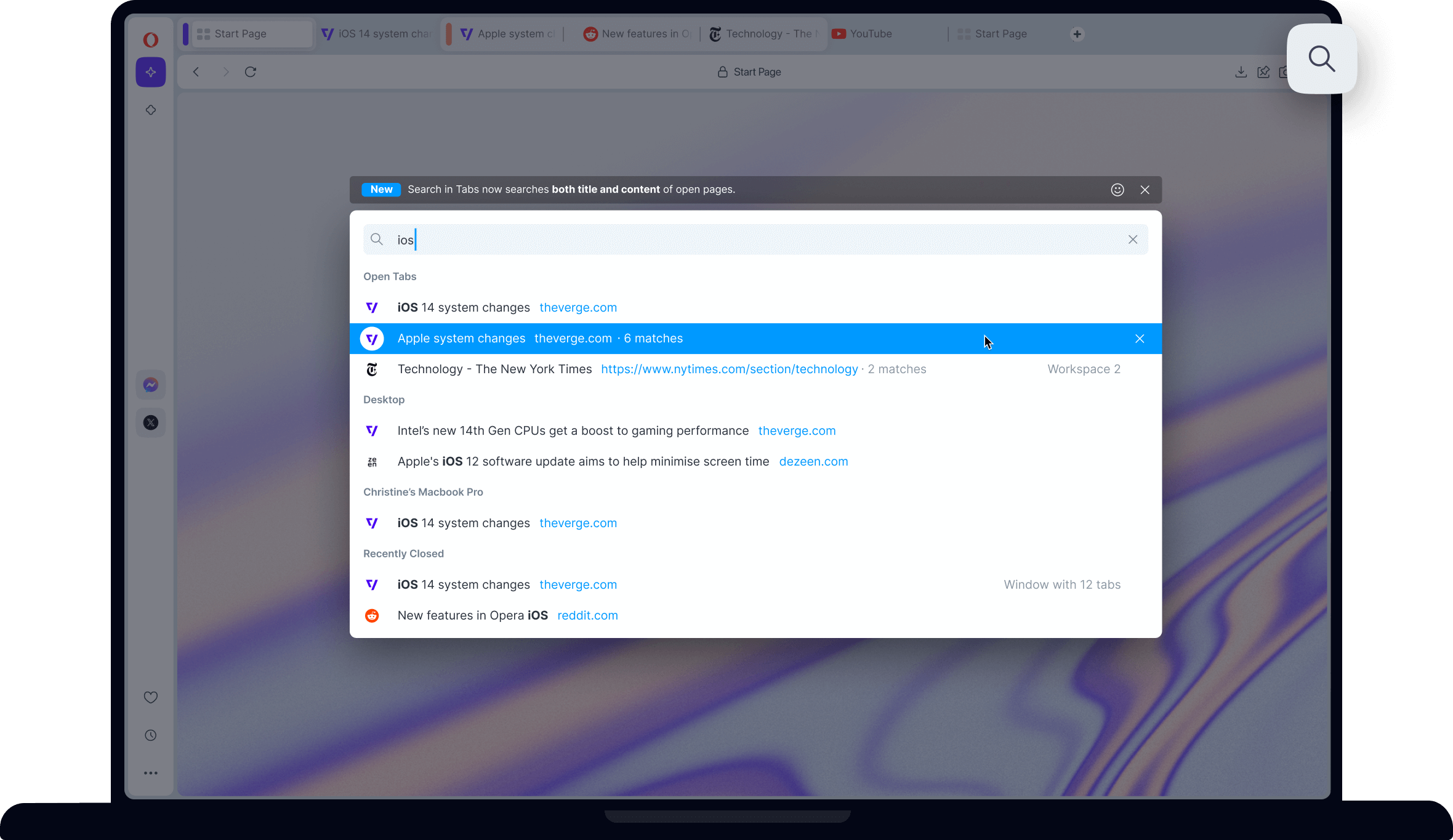 Search In Tabs Find The Tab You Want Opera Browser