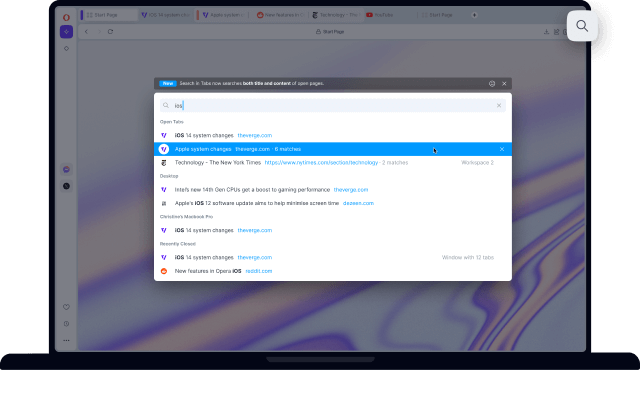 Search in Tabs | Find the tab you want | Opera Browser