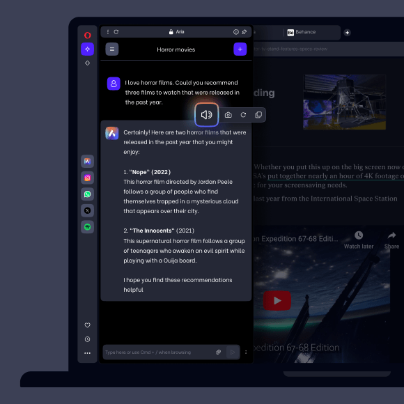 Aria browser AI | Free AI with real-time web access | Opera Browser