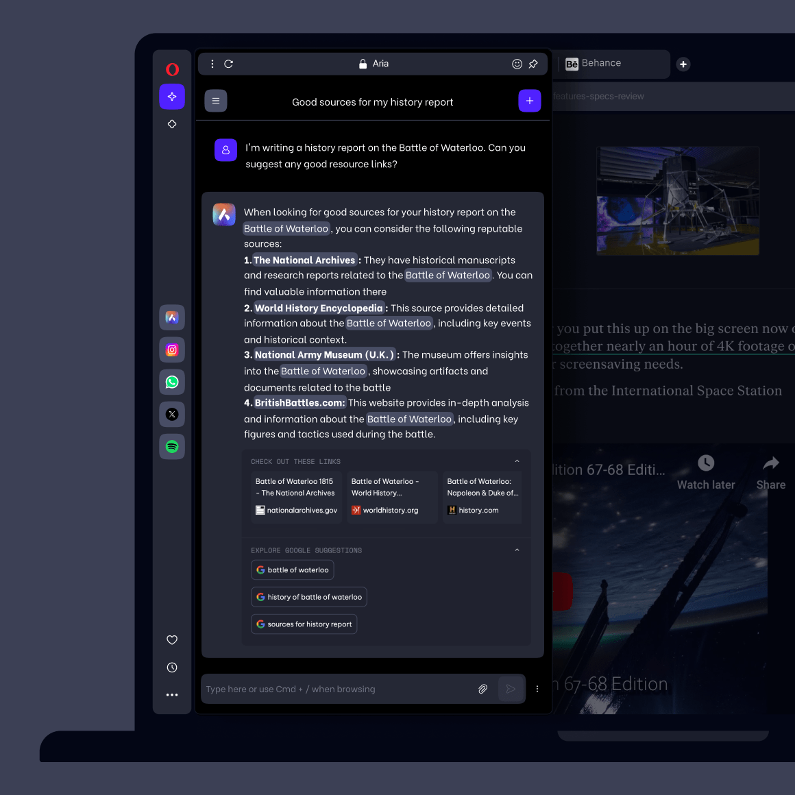 Aria browser AI | Free AI with real-time web access | Opera Browser