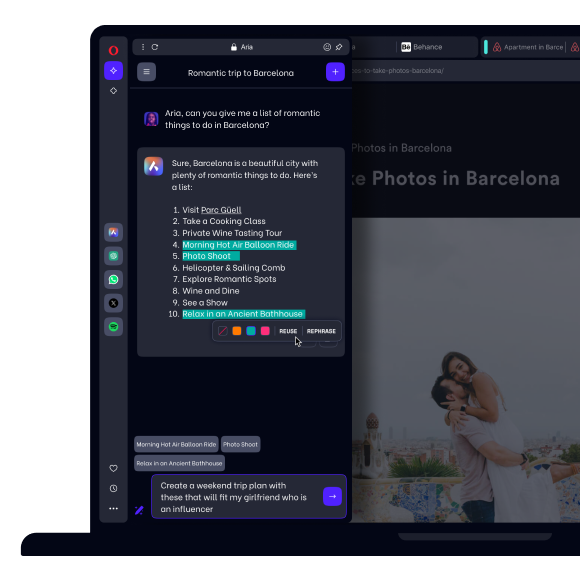 Aria browser AI | Free AI with real-time web access | Opera Browser