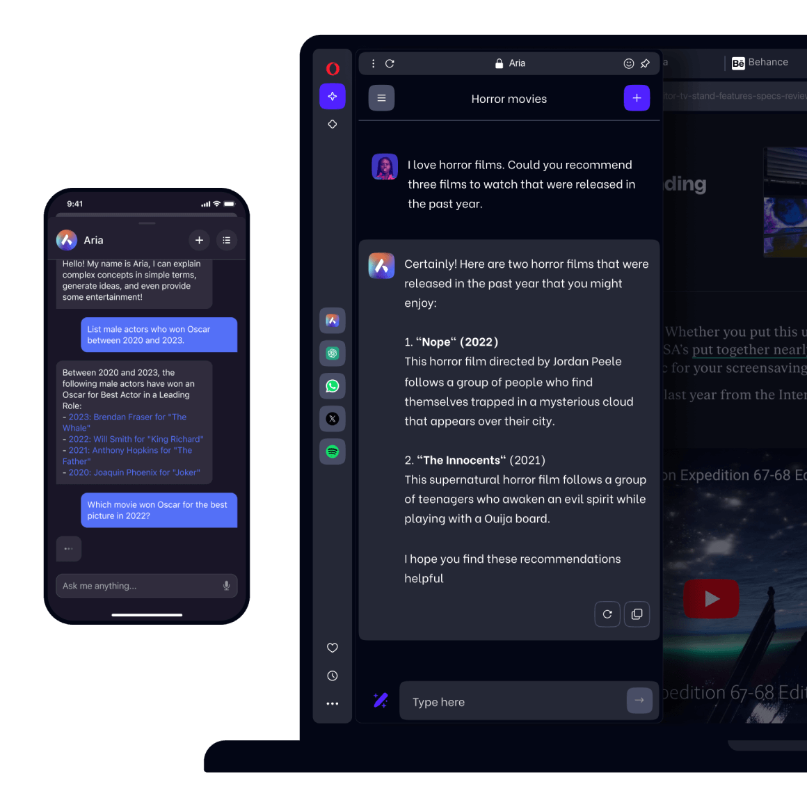 Aria browser AI | Free AI with real-time web access | Opera Browser