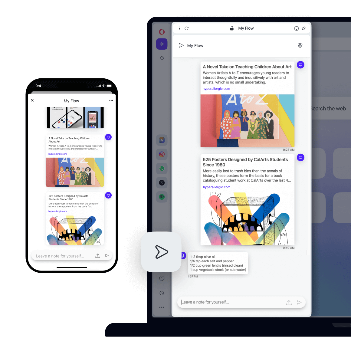 My Flow | Send files between devices | Opera Browser