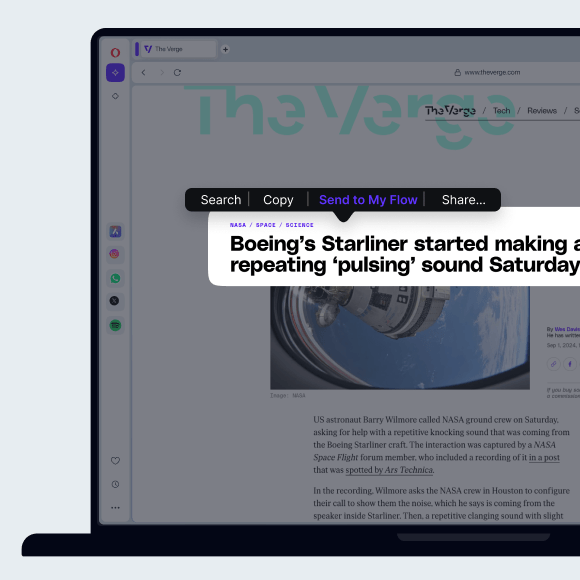 My Flow | Send files between devices | Opera Browser