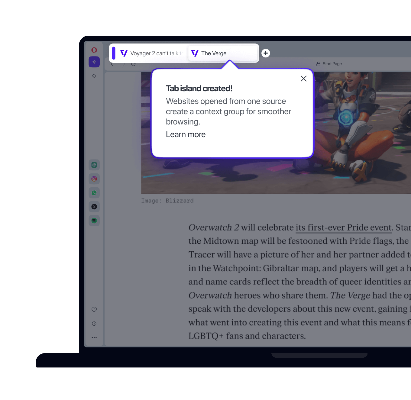 Tab Islands | Arrange tabs in separate tab groups | Opera Browser