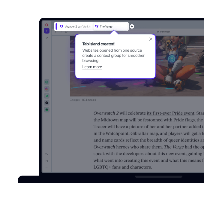 Tab Islands | Arrange tabs in separate tab groups | Opera Browser
